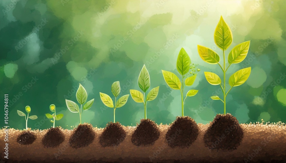 Illustration of plant growth stages from seed to mature plant ...