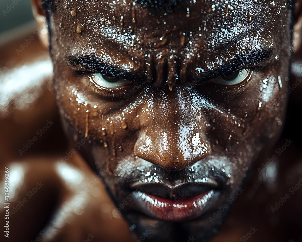 Close Up of Bodybuilder s Intense and Focused Expression During Heavy ...