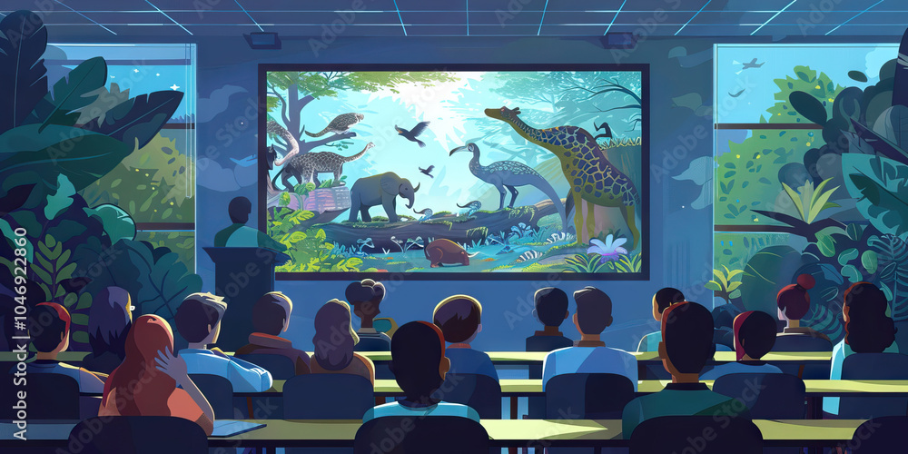 An environmental science class, discussing the importance of ...