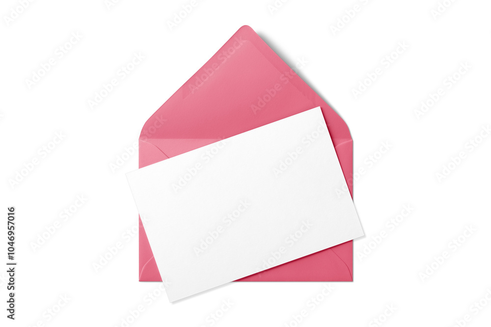 Opened pink envelope mockup with blank paper isolated on a transparent ...