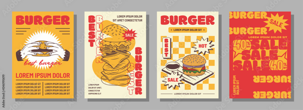 Vintage Burger Poster Collection with Classic Artwork, and Eye-Catching ...