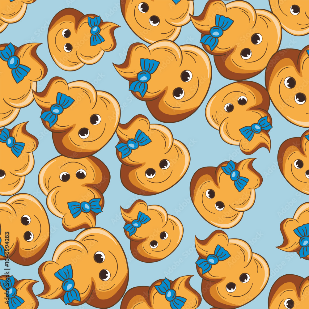 Seamless pattern with kawaii poop on white background. Cartoon poo ...
