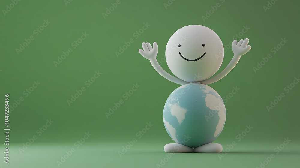 3D render of a cute, simple white stick figure standing on top of the ...