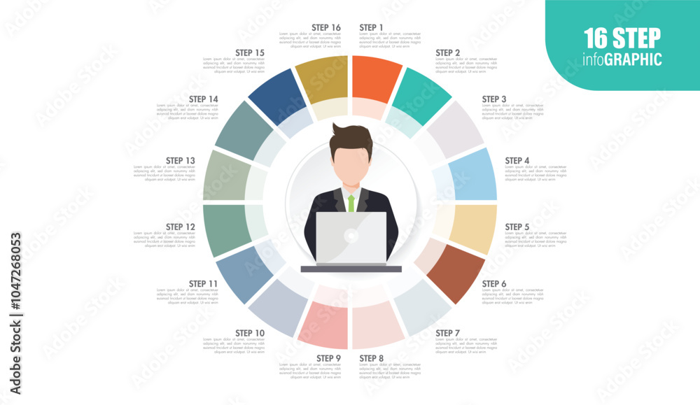 employee full circle Pie charts for infographics. Elements with 10, 11 ...