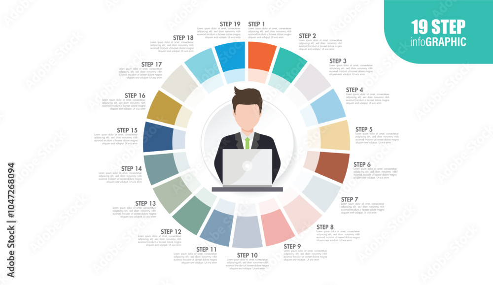 employee full circle Pie charts for infographics. Elements with 10, 11 ...
