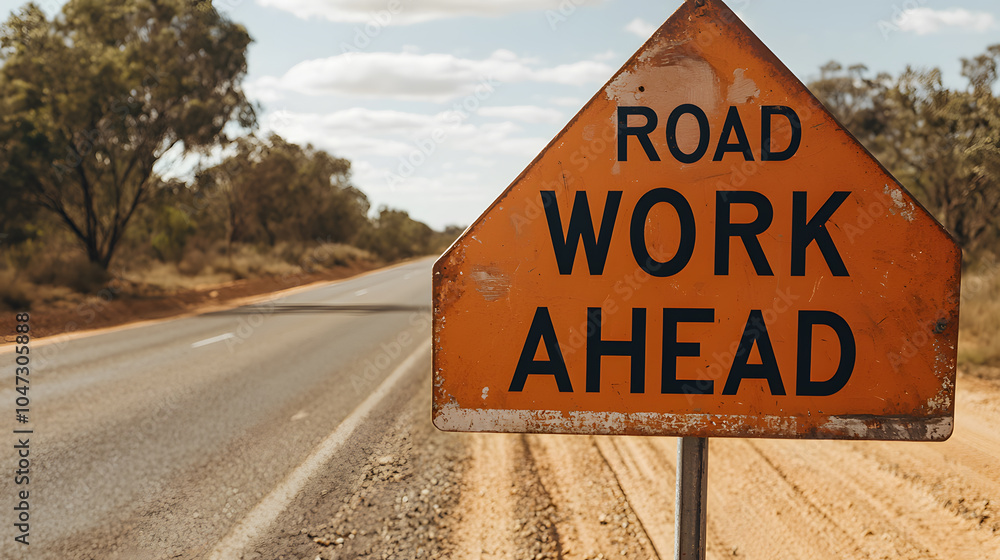 Road Work Ahead Sign: A Safety Warning Indicating Upcoming Construction ...