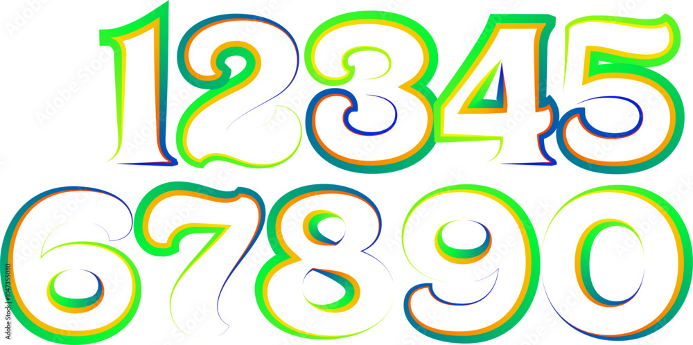 set numbers, number, 3d numbers, gradient color number, 3d numbers ...