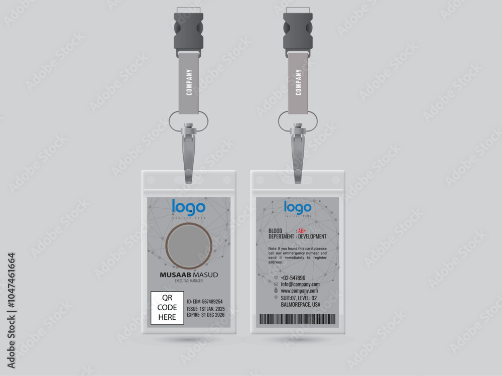 Simple minimalist ID Card Design for Employee Stock Vector | Adobe Stock