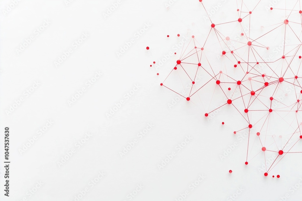 A white background with red lines and dots Stock Photo | Adobe Stock