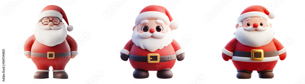 Cartoon Santa Claus figures isolated on transparent PNG background ...