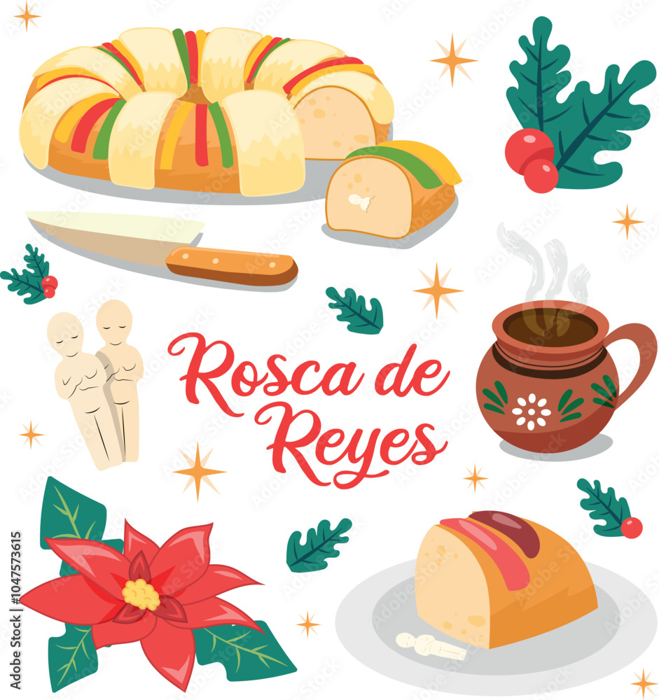 Recursos rosca de reyes magos tradición México Stock Vector | Adobe Stock