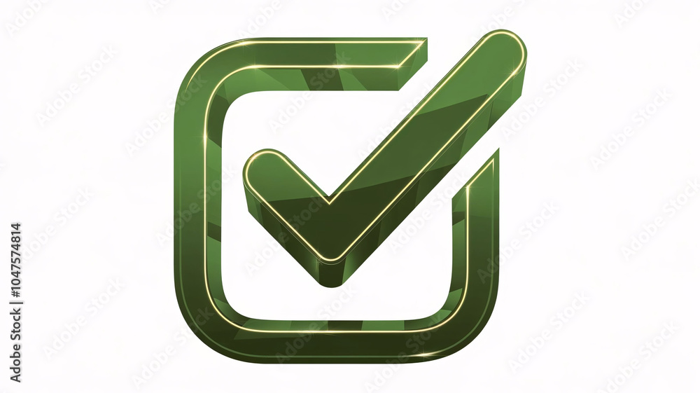 Modern 3D illustration of a blue checkmark symbol in a square shape ...