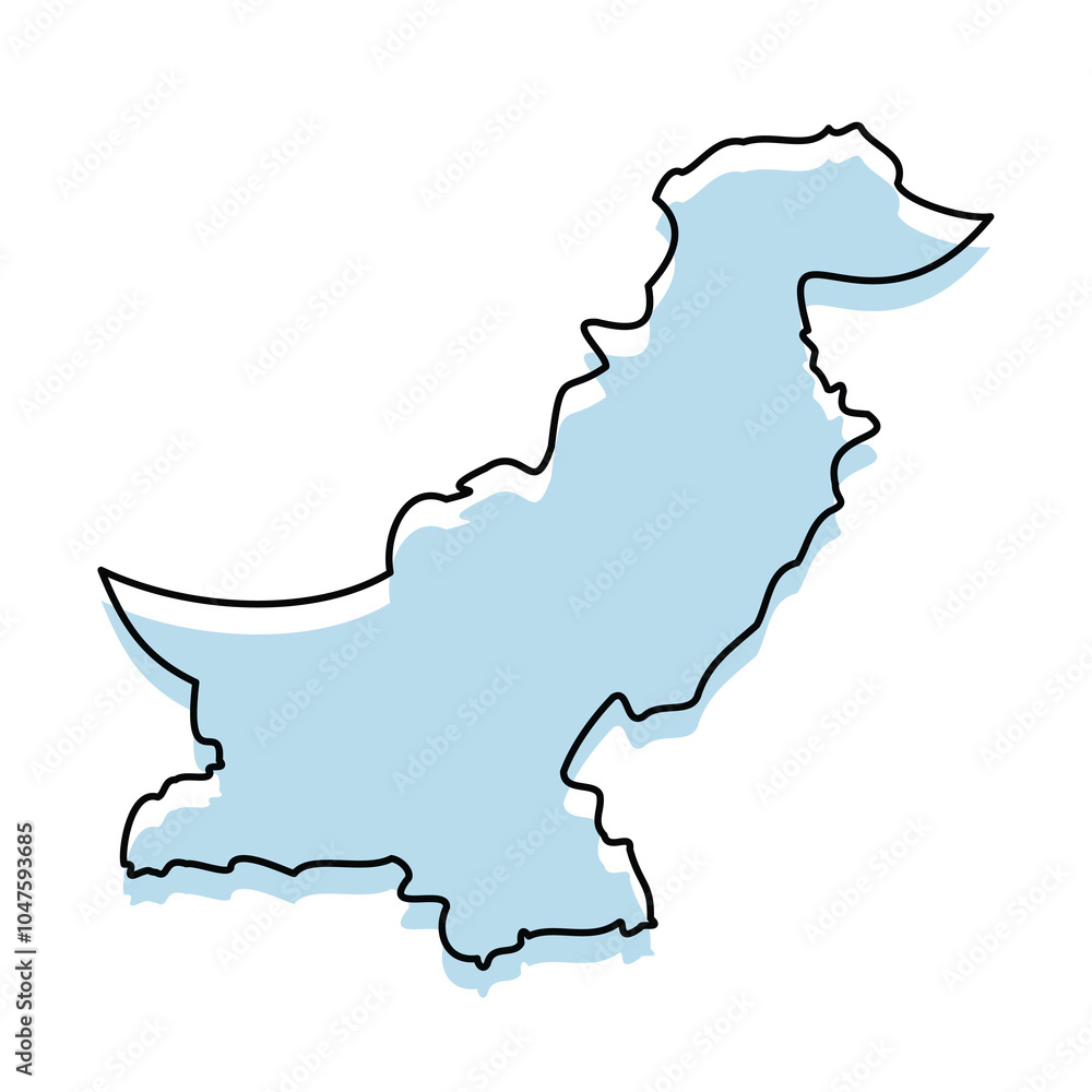 PAKISTAN Map with with body and Outline Isolated on white Background ...