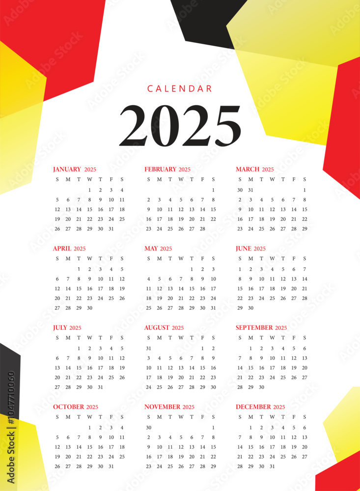 Calendar 2025, Calendar Set for 2025 year, Minimalist clean square ...
