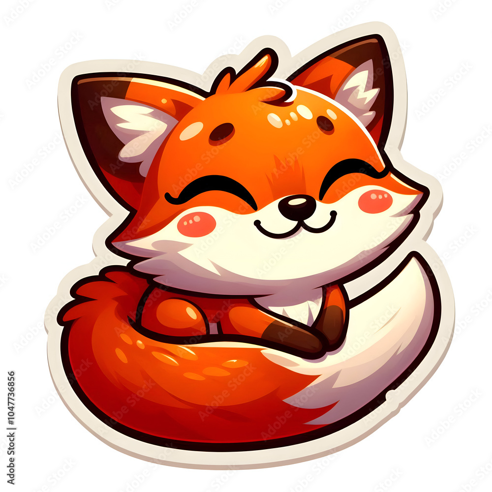 fox sticker animated isolated white background Stock Illustration ...