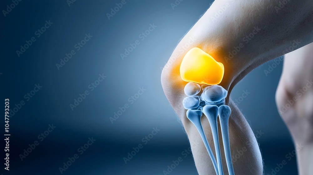 Detailed MRI Scan of the Knee Joint Highlighting the Yellow Ligaments ...