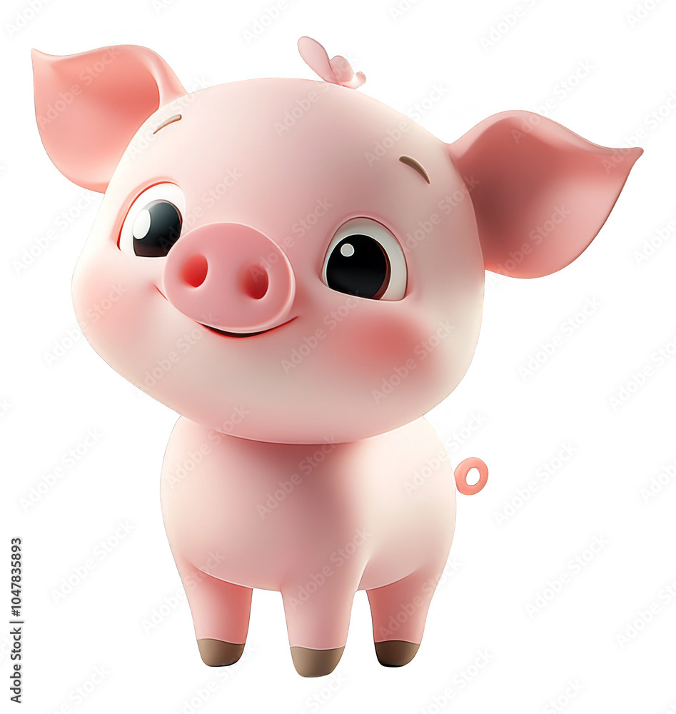 Cute Cartoon Pig Illustration with Transparent Background for Design ...