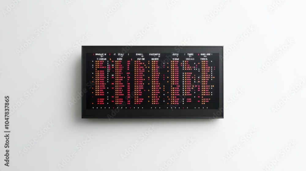 LED flight board showing departure times and terminal information ...