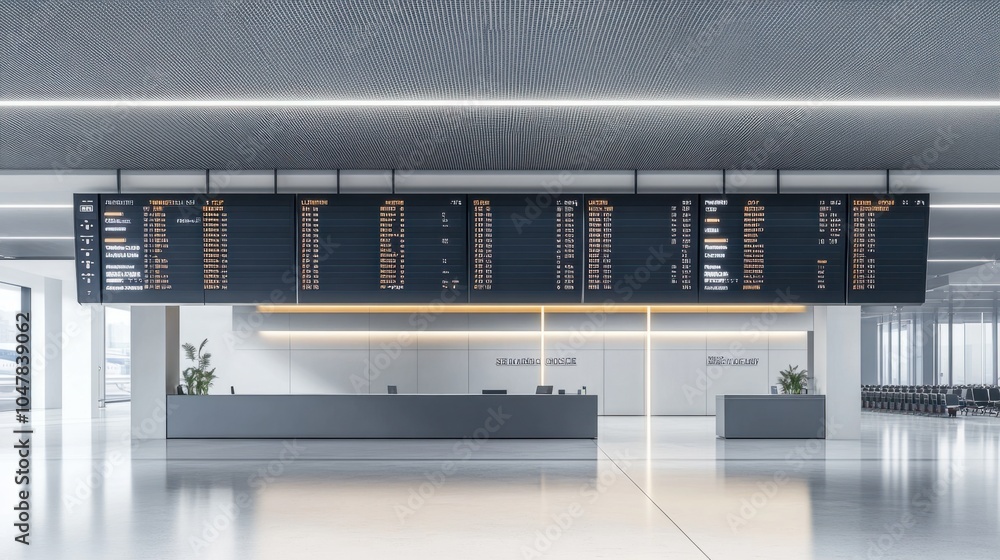 Modern airport display board with flight numbers and gate assignments ...