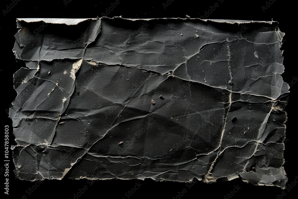 Aged and severely worn cardboard photo card with creases, tears, and an ...