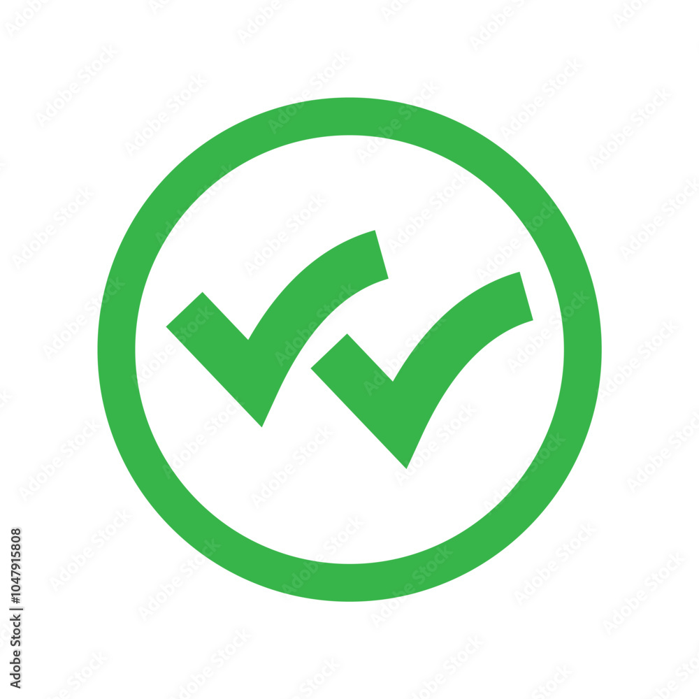 Double tick check mark icon vector. Flat style double tick logo check ...