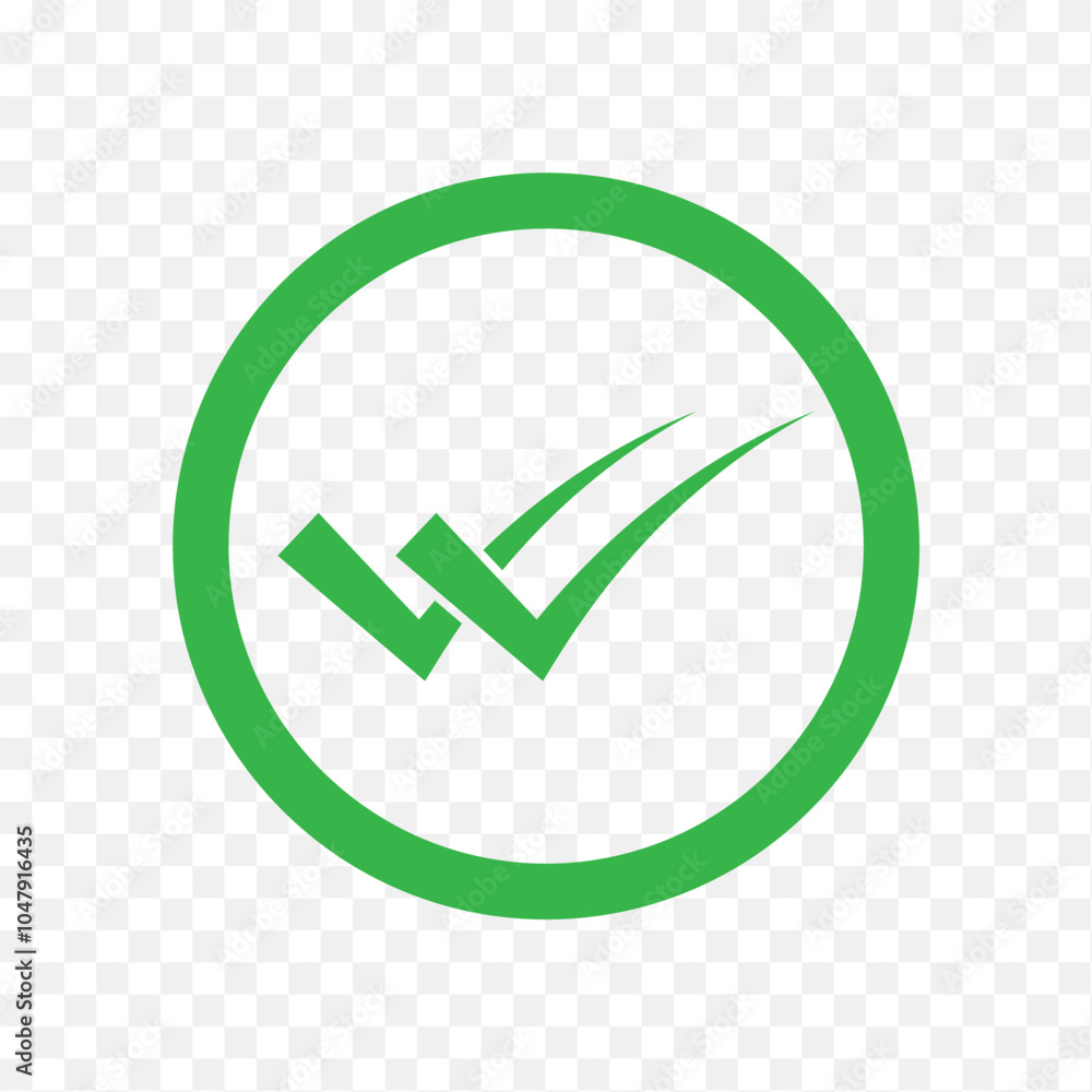 Double tick check mark icon vector. Flat style double tick logo check mark icon. Accept button ...