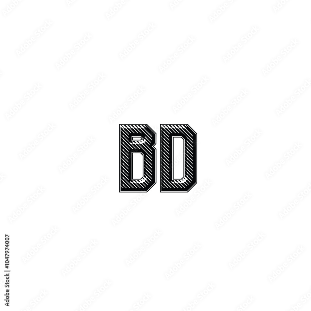 BD monogram logo design letter text name symbol monochrome logotype ...