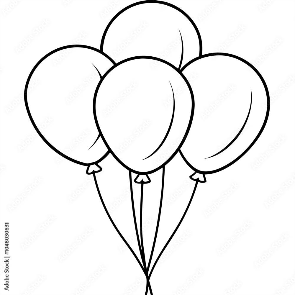 Balloons illustration coloring page vector art coloring book design ...