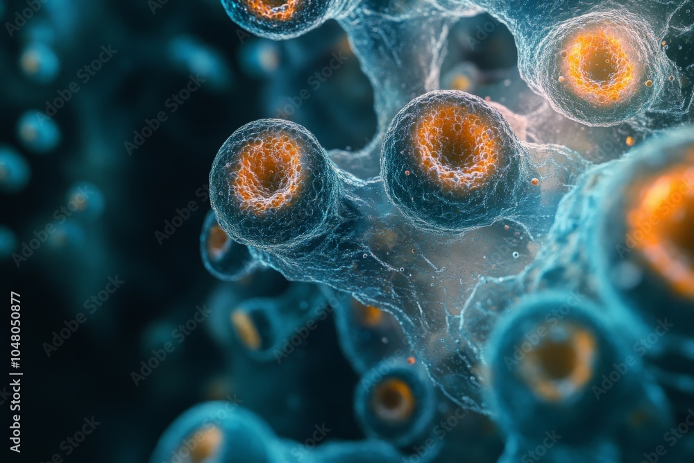 Electron super microscopy of fungus, pseodo color,electron microscopy ...