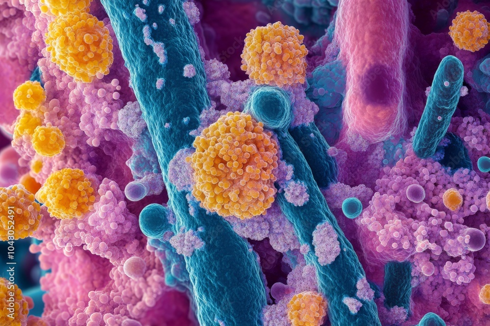 Cloes-up 3D Electron microscopy of microorganism of virus, electron ...