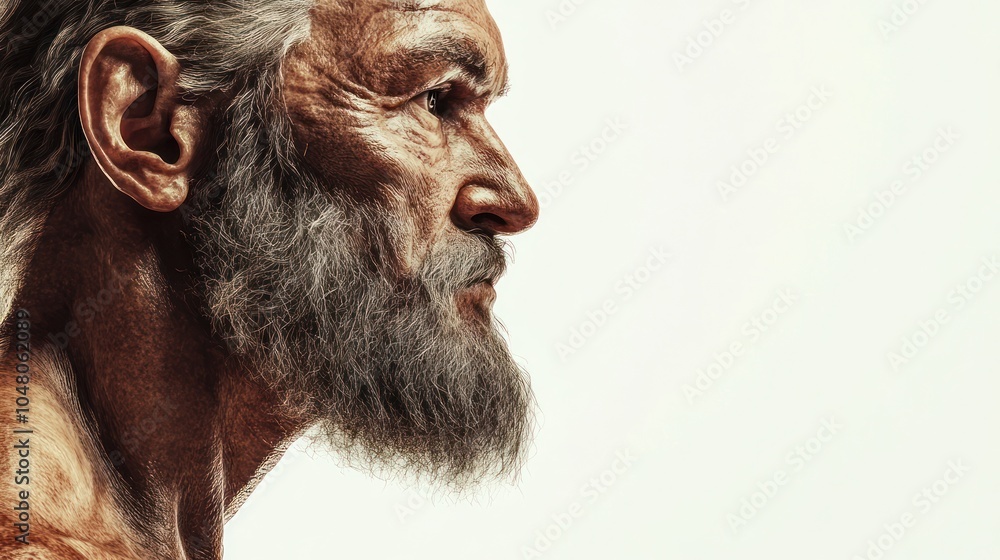 Hyper-realistic illustration of an anatomically correct ancient man ...