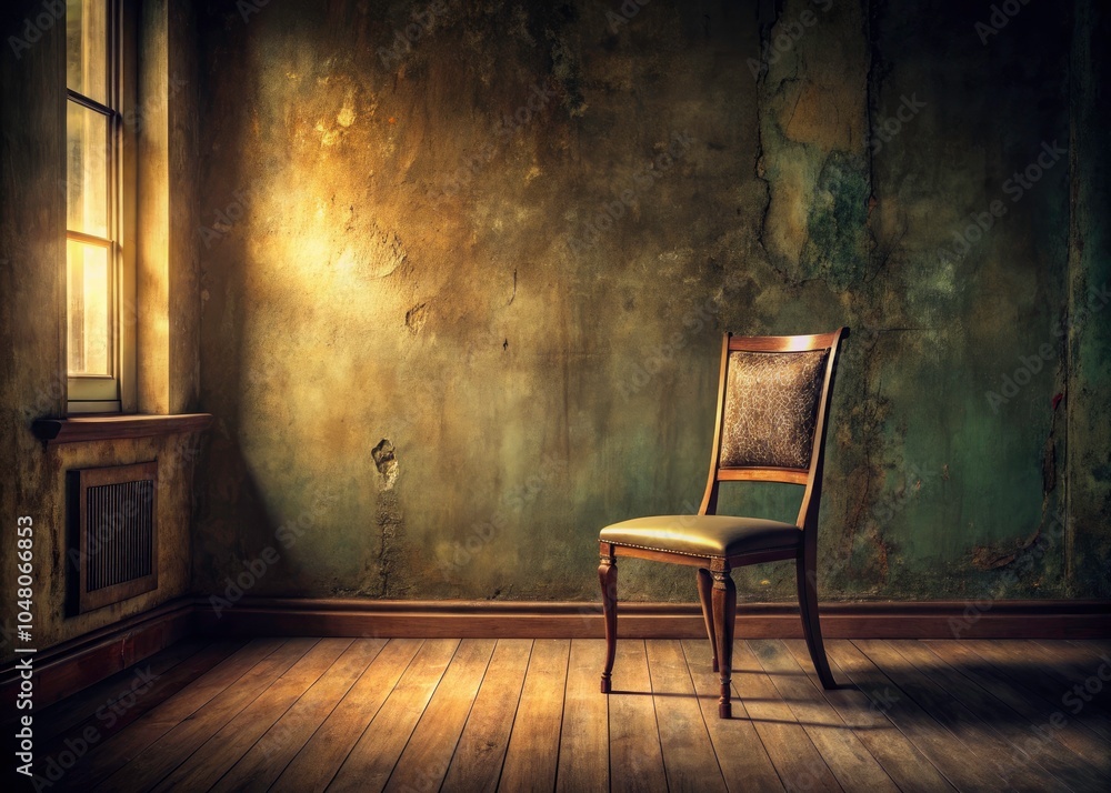 Vintage Loneliness Conceptual Illustration of Solitude in a Dimly Lit ...