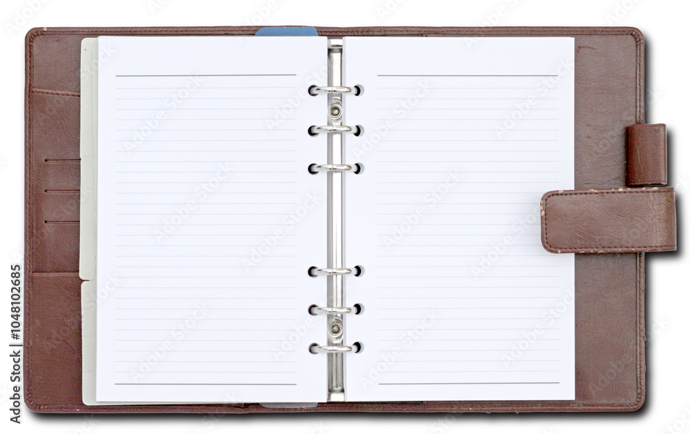 Opened spiral blank notebook with shadow on transparent background ...