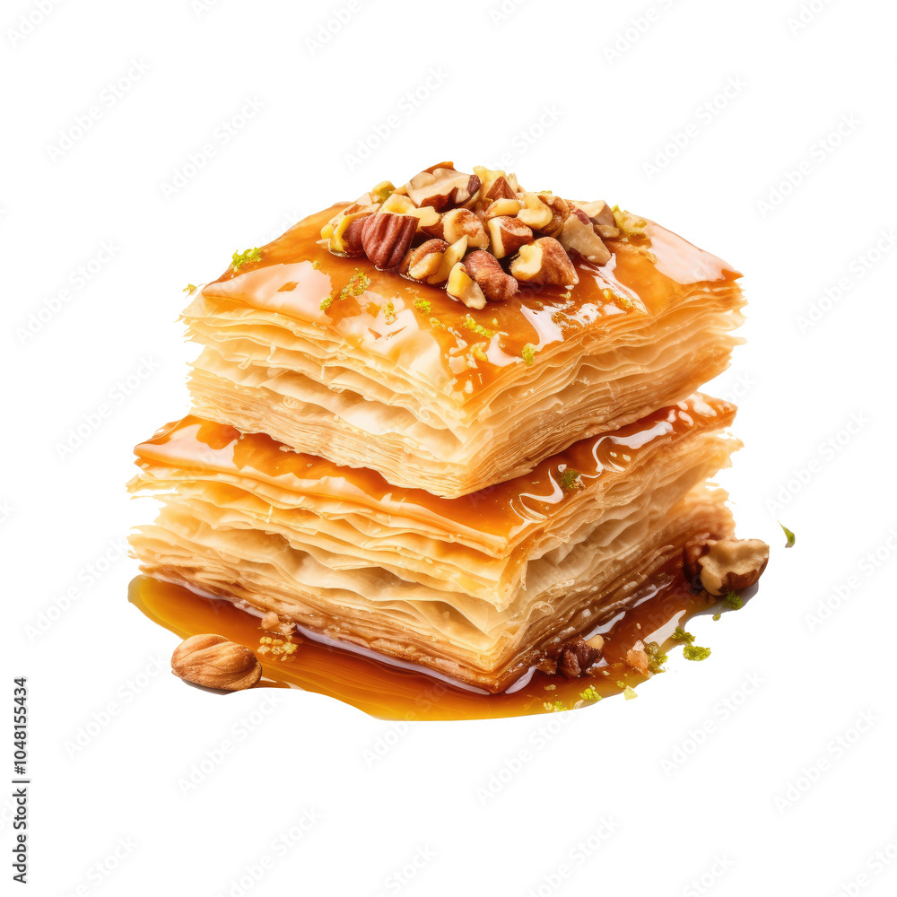 baklava layers of flaky pastry on transparent background Stock Photo ...