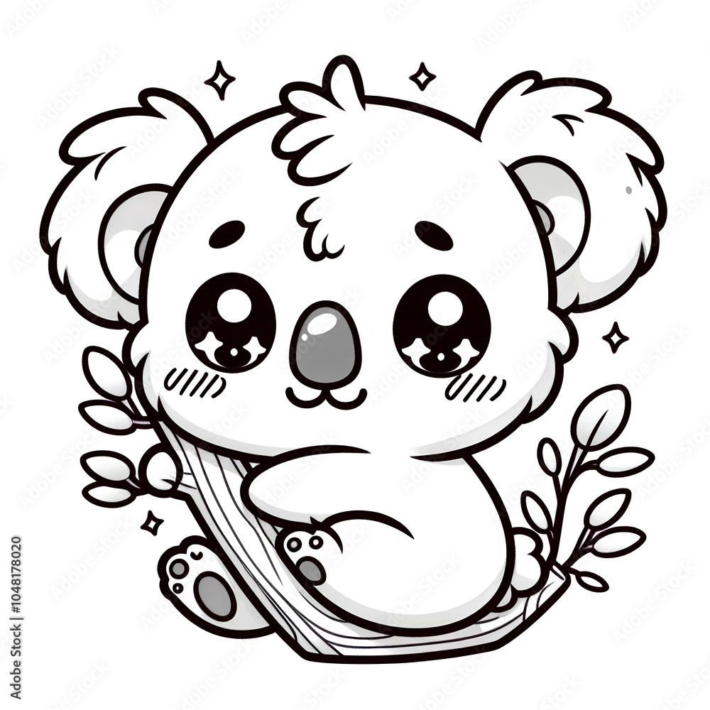 coloring page of a koala hugging a tree branch, children coloring pages ...