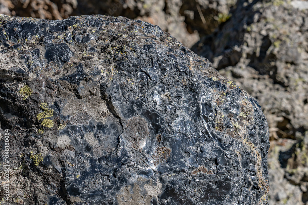 Obsidian Cliff, Yellowstone National Park , Wyoming. Obsidian is a ...