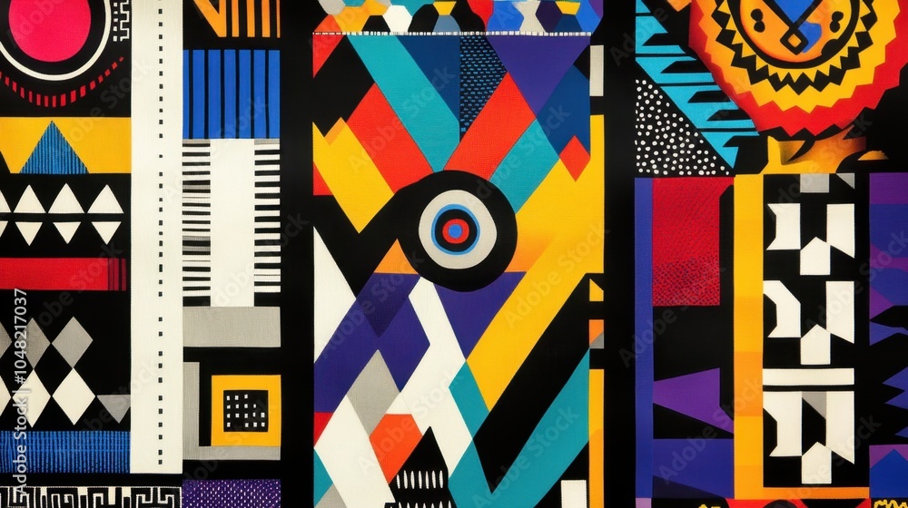 Ilustración de Stock Vibrant traditional Ndebele art patterns showcased ...