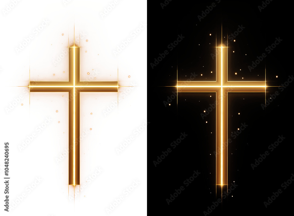 Shining cross gold light isolated clipart png transparent background ...