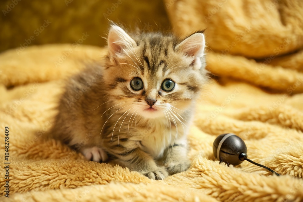 Image of Cute tiny hyper realistic American Bobtail Cat breed running ...