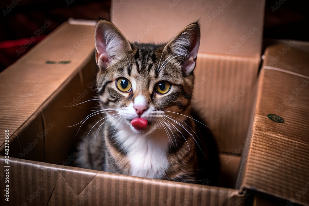 Image of Cute tiny hyper realistic American Bobtail Cat breed running ...