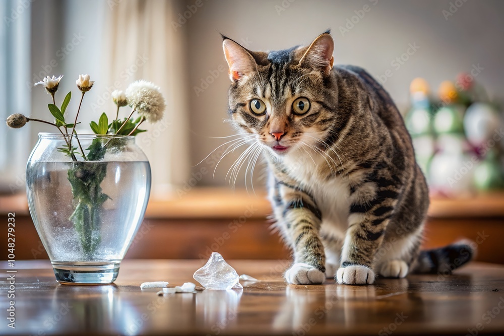 Image of Cute tiny hyper realistic American Bobtail Cat breed running ...