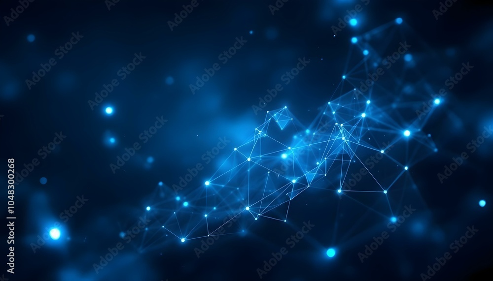 Abstract blue background with connecting dots and lines. Plexus effect. Abstract science ...