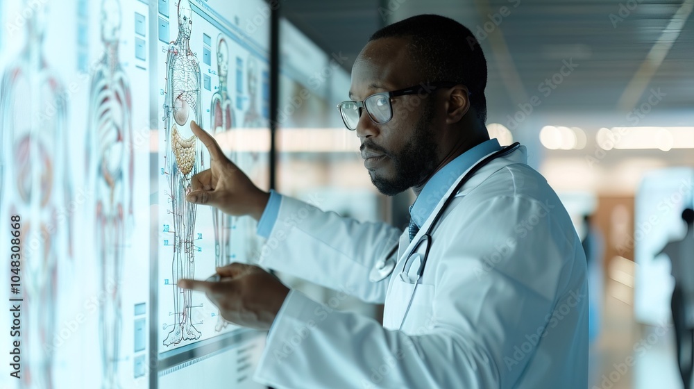 Стоковое фото «Doctor explaining colon health to patient, using ...