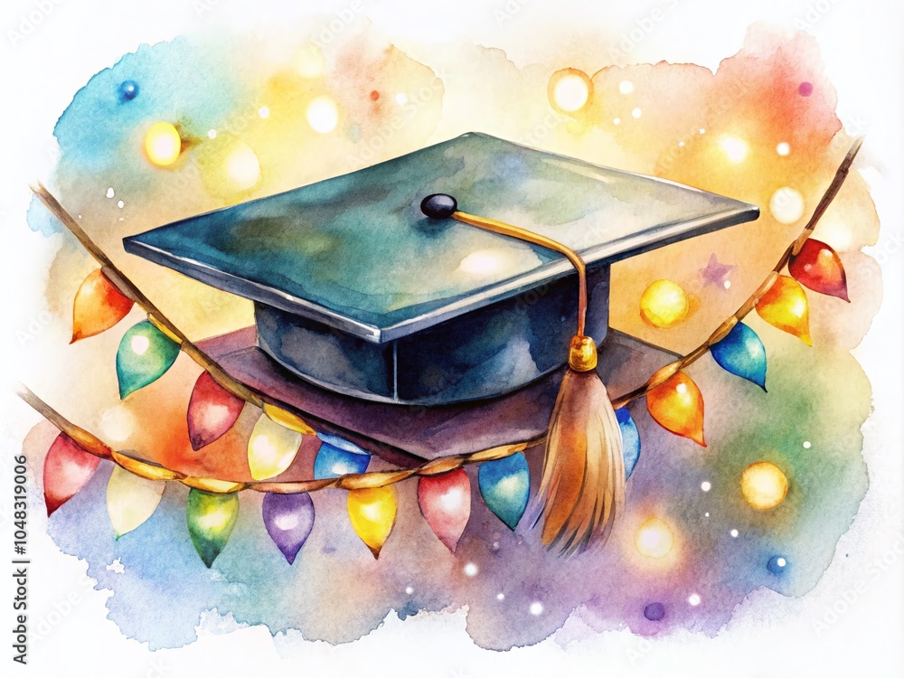 Watercolor Graduation Clipart with Grad Cap and Diploma for Party ...