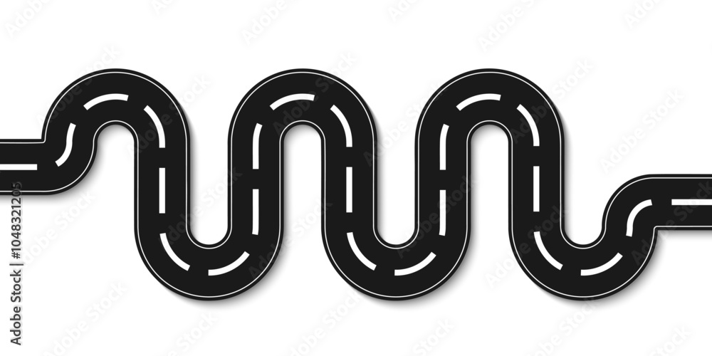 Top view on a curved highway road map. Roadmap diagram, Vector ...