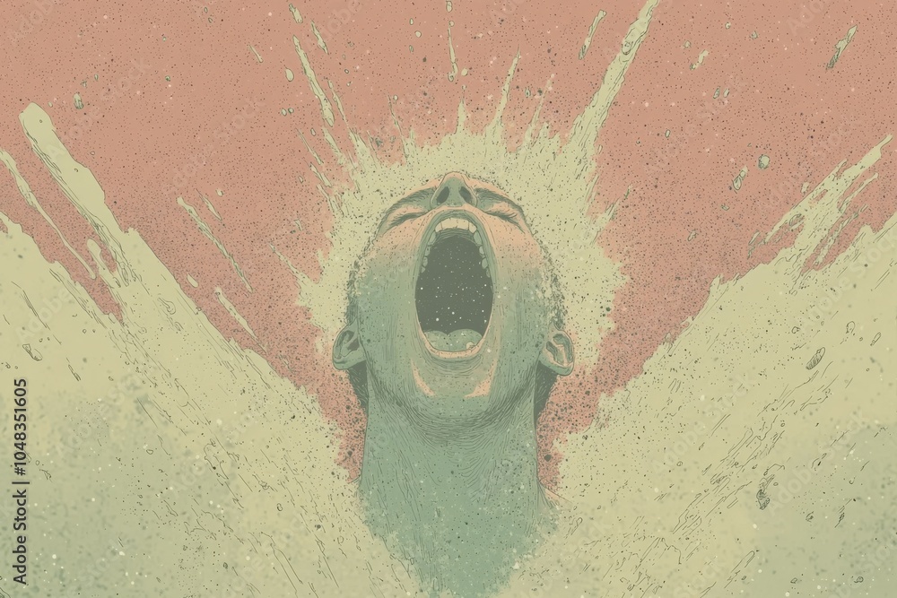 Burst of Emotion in Surreal Style. A pastel-toned illustration of a ...