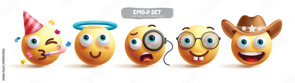 Emojis emoticon characters vector set. Emoji emoticon character in ...