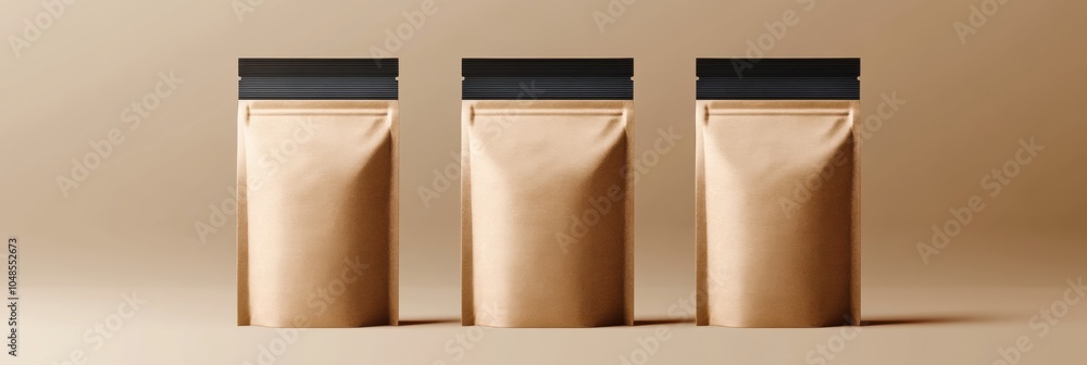 Sleek modern coffee bag packaging mock-up set featuring three designs ...