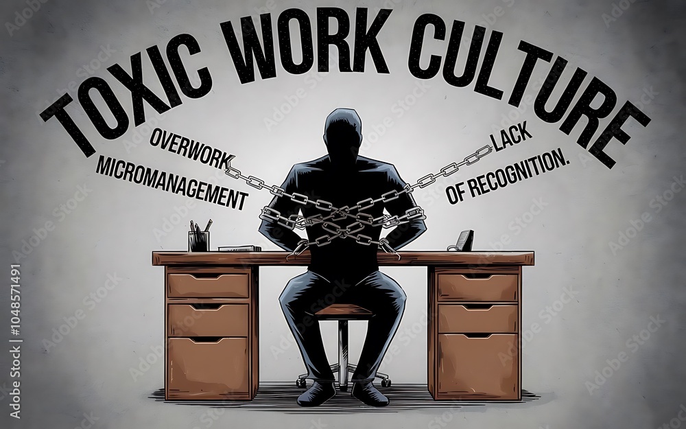 Trapped in a Toxic Work Culture: A metaphorical illustration depicting ...