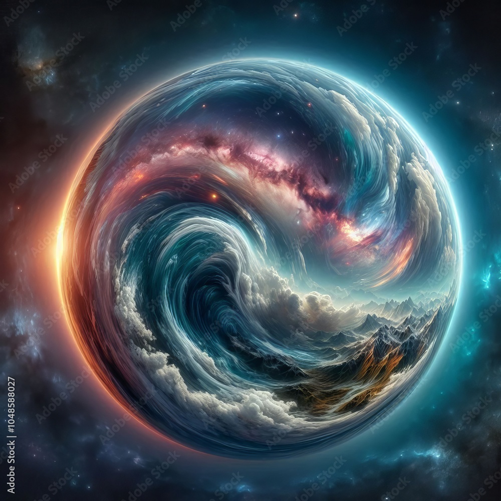 360 degree equirectangular projection space background with nebula and ...